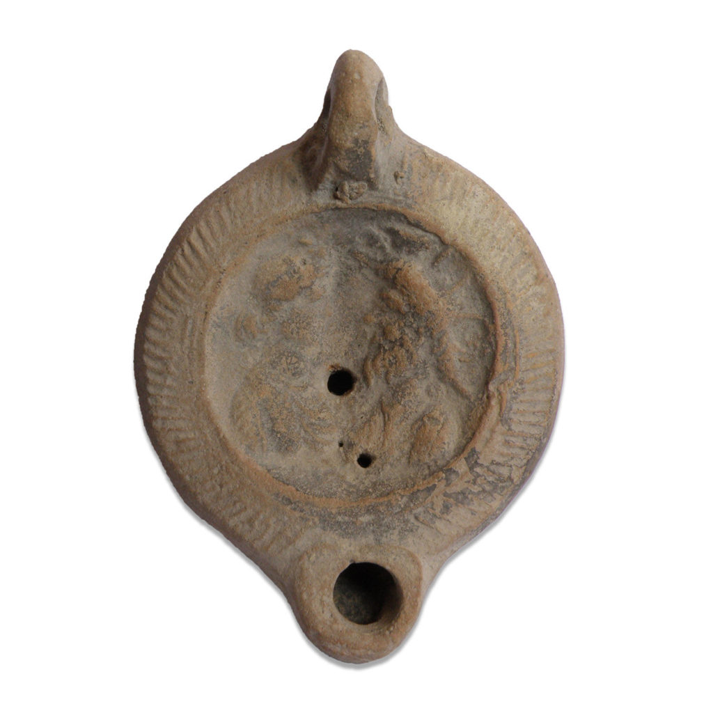 Roman oil lamp with a rabbit for sale | Roman Antiquities for sale