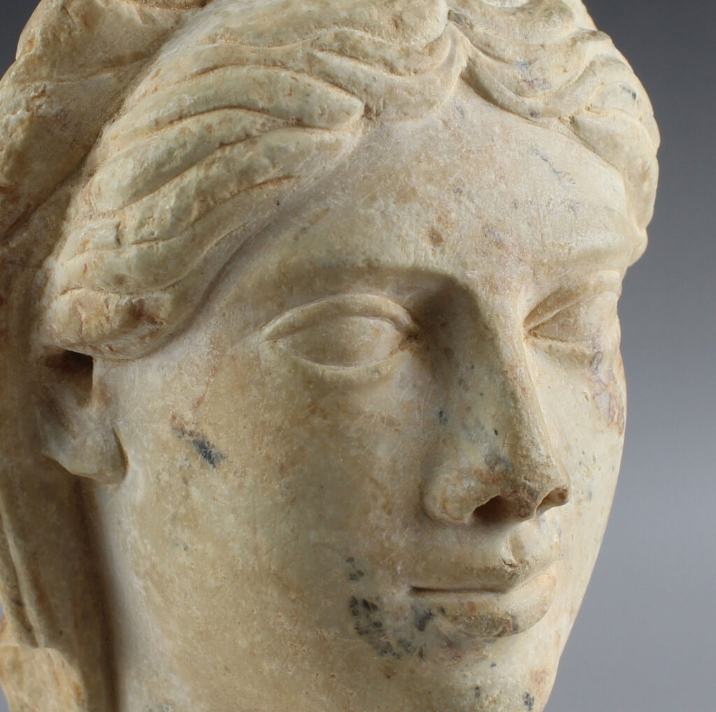 Roman head of a woman with a headdress for sale | Roman Antiquities for ...