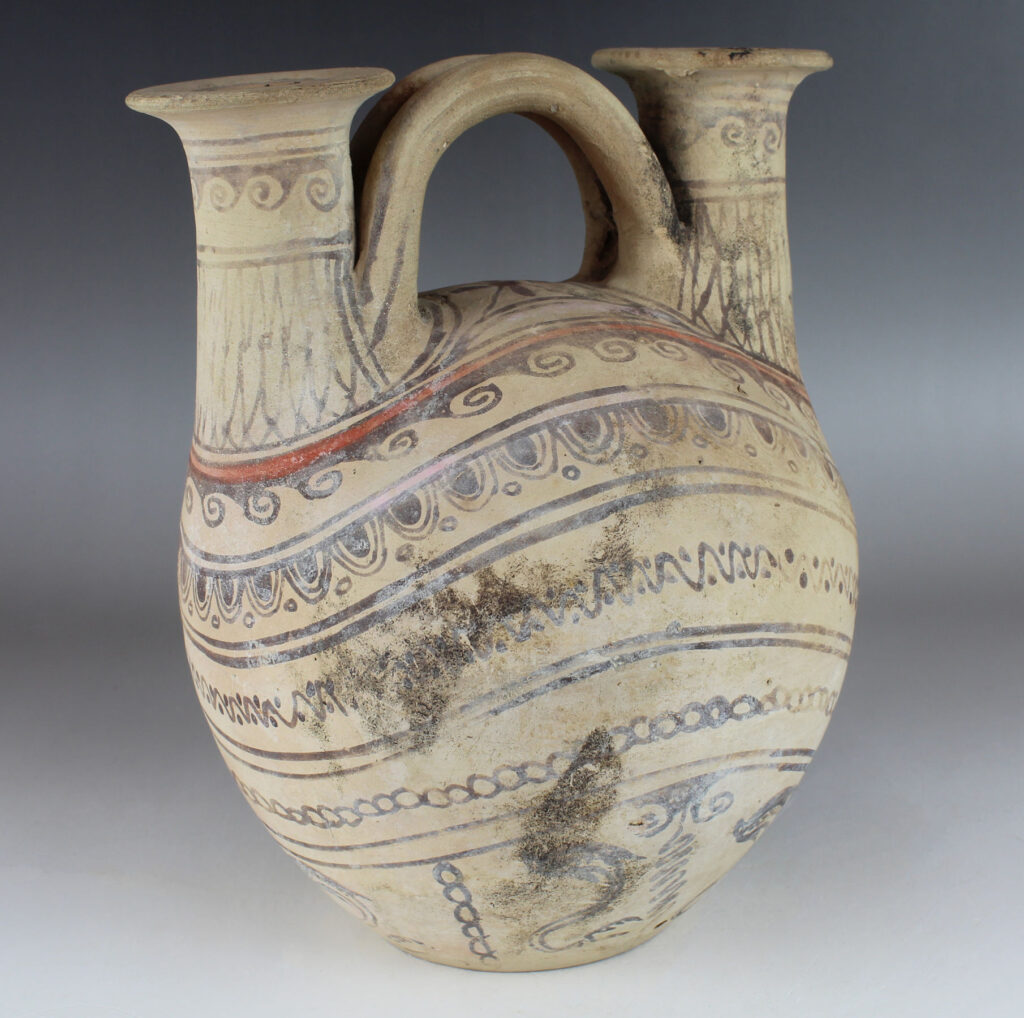 Greek double spouted askos with dolphins for sale | Greek Antiquities ...