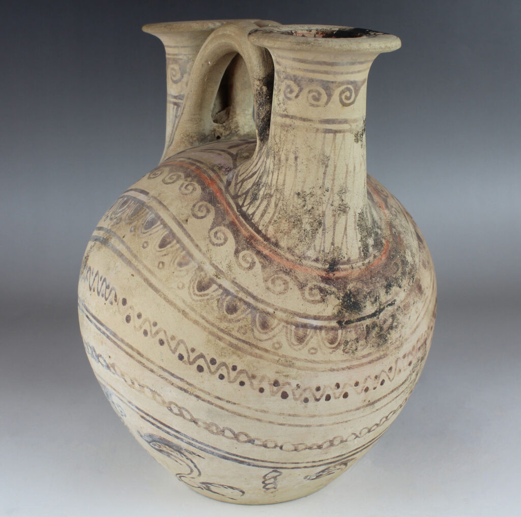 Greek double spouted askos with dolphins for sale | Greek Antiquities ...