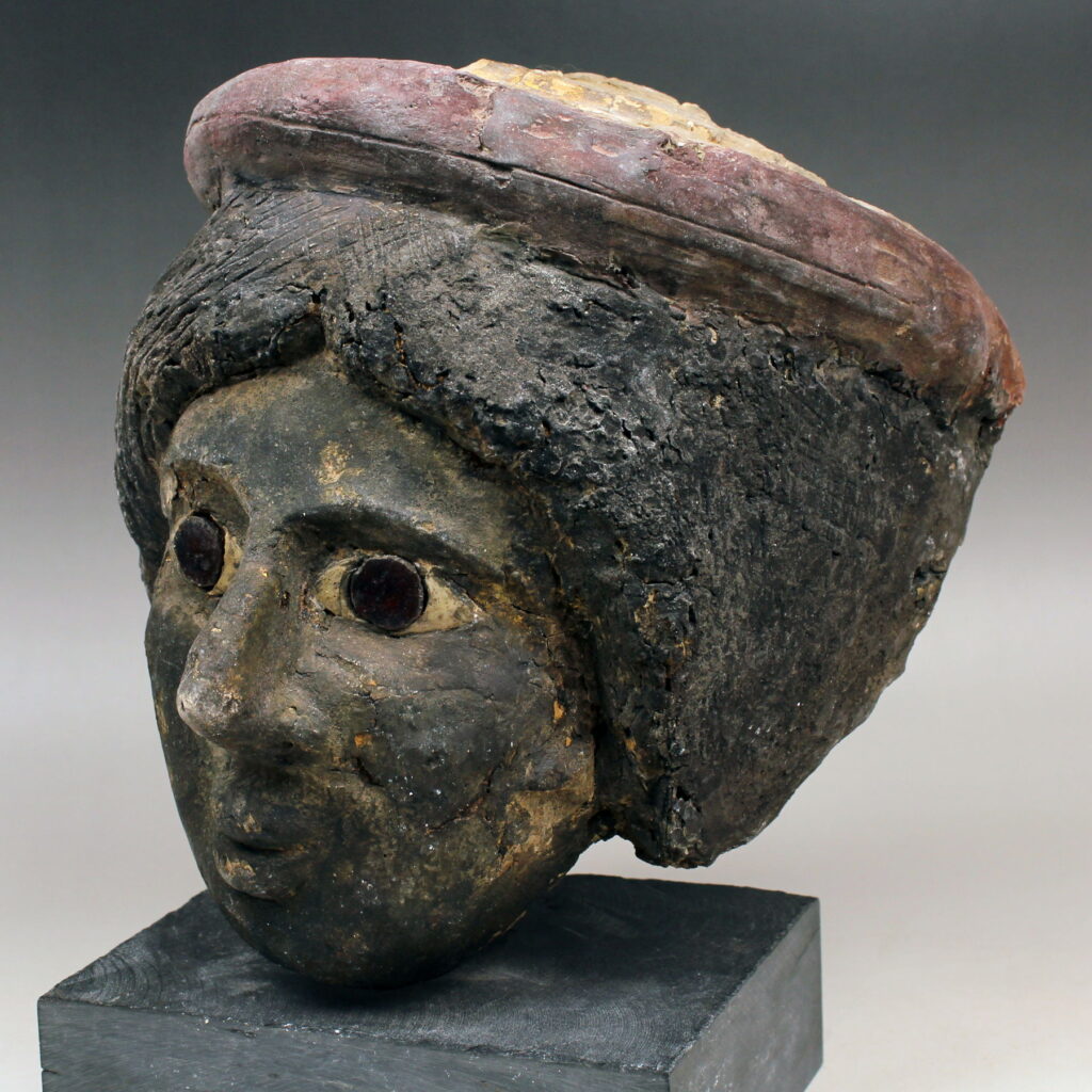 Romano-Egyptian cartonnage mummy mask depicting a female head for sale ...